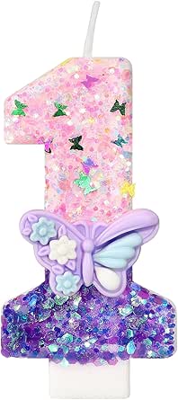 Amazon.com: Butterfly Number 1 Birthday Candle, 1st Butterfly Birthday ...