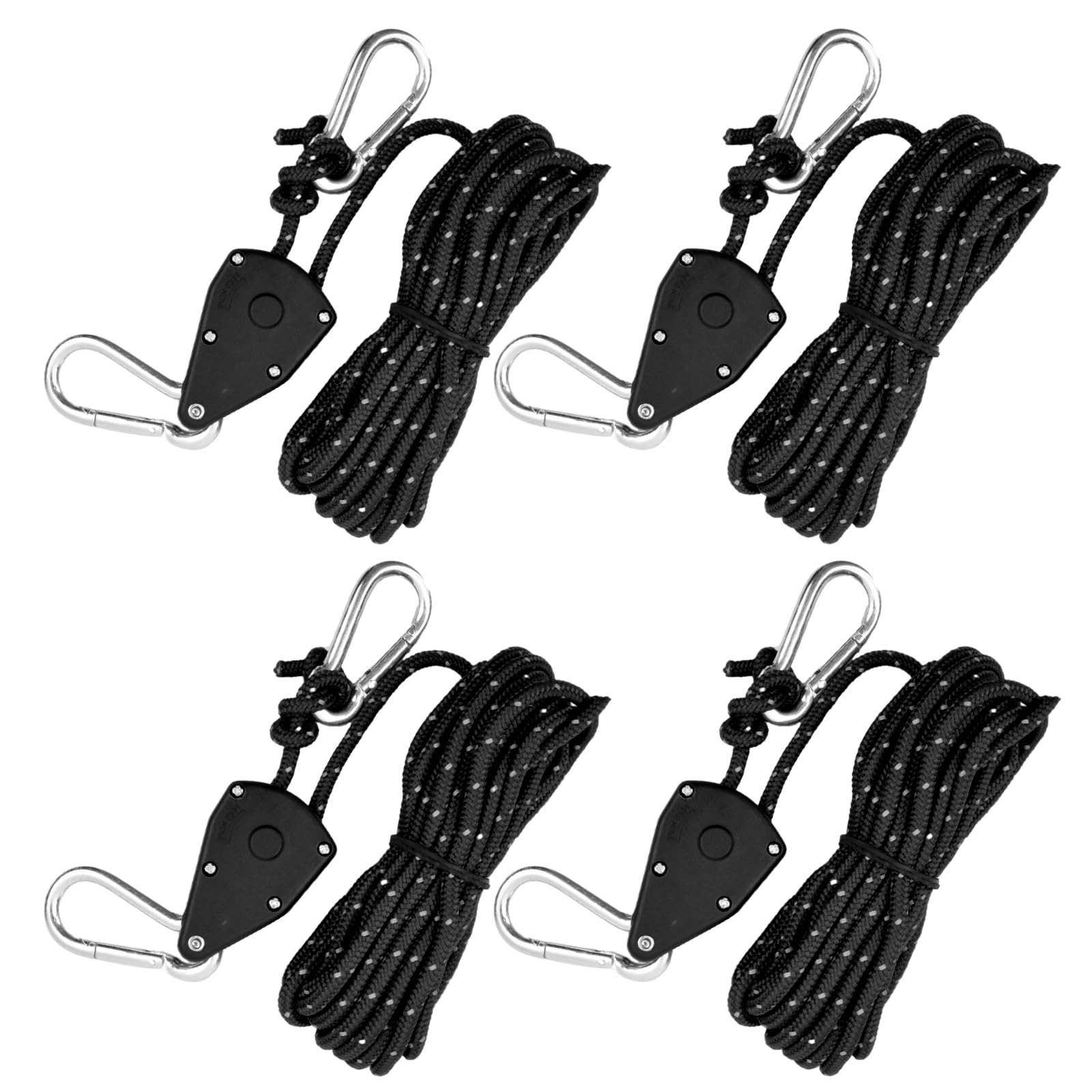 4pcs Reflective Tent Guy Ropes, 4mm Tent Camping Cord with Pulley ...