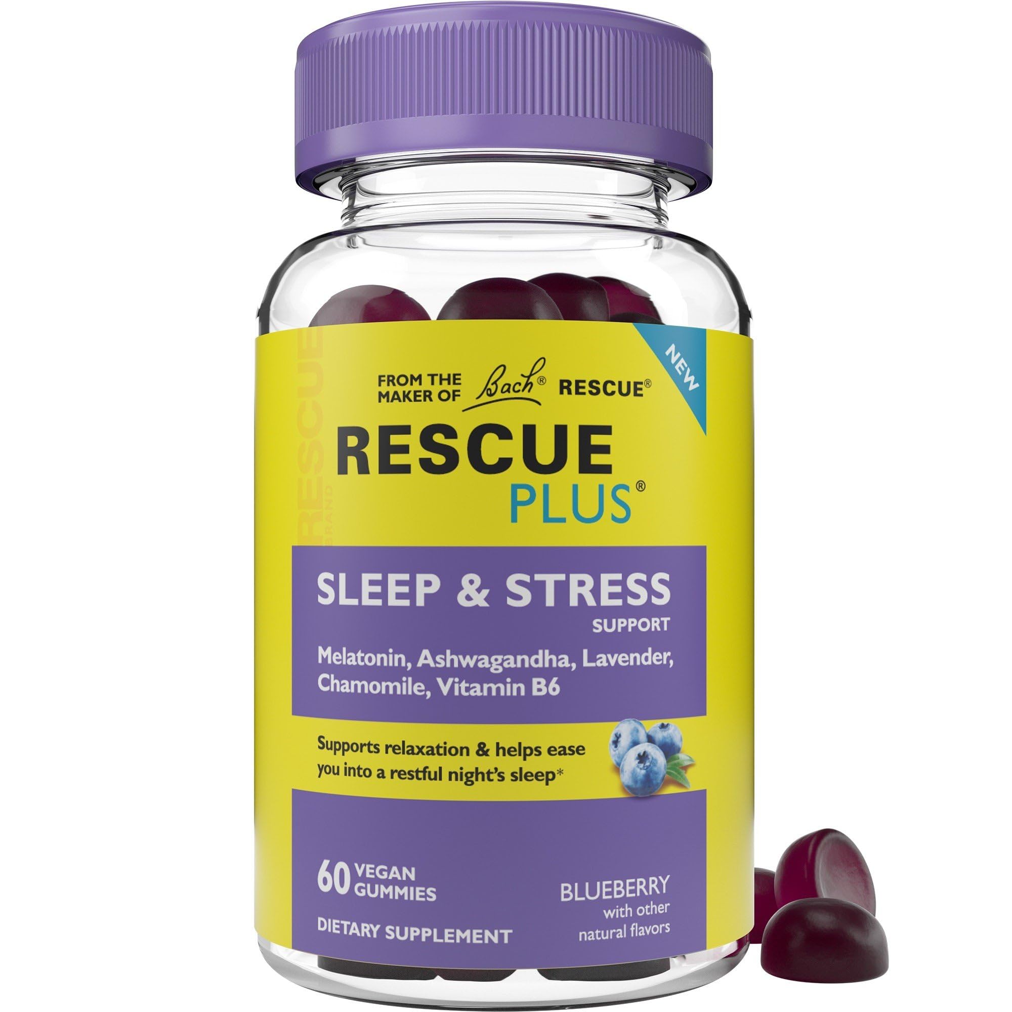 Amazon.com: Bach RESCUE PLUS Sleep & Stress Support Gummies, Nighttime ...