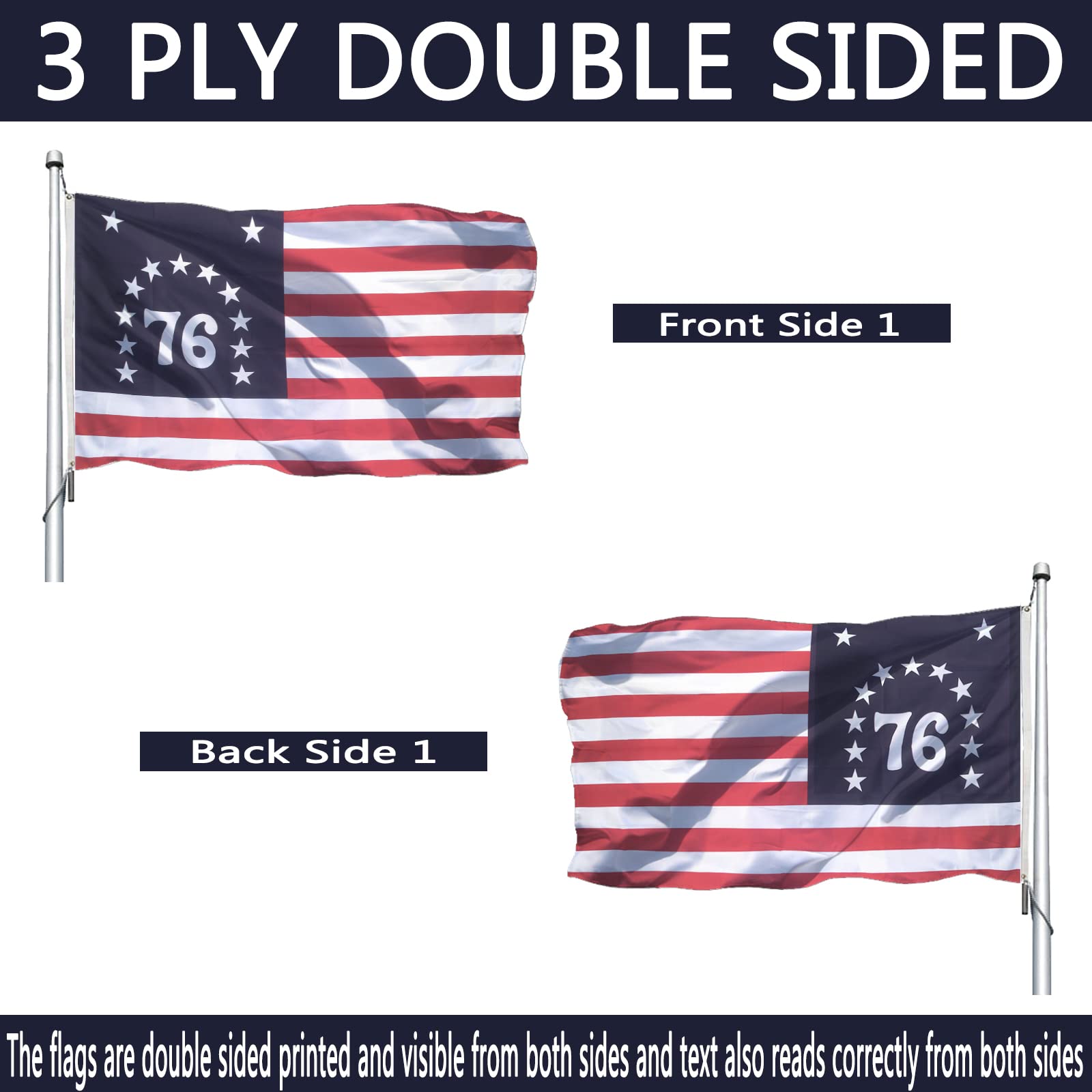 Snapklik.com : 1776 Bennington Flag Embroidered 3x5 Outdoor Double ...
