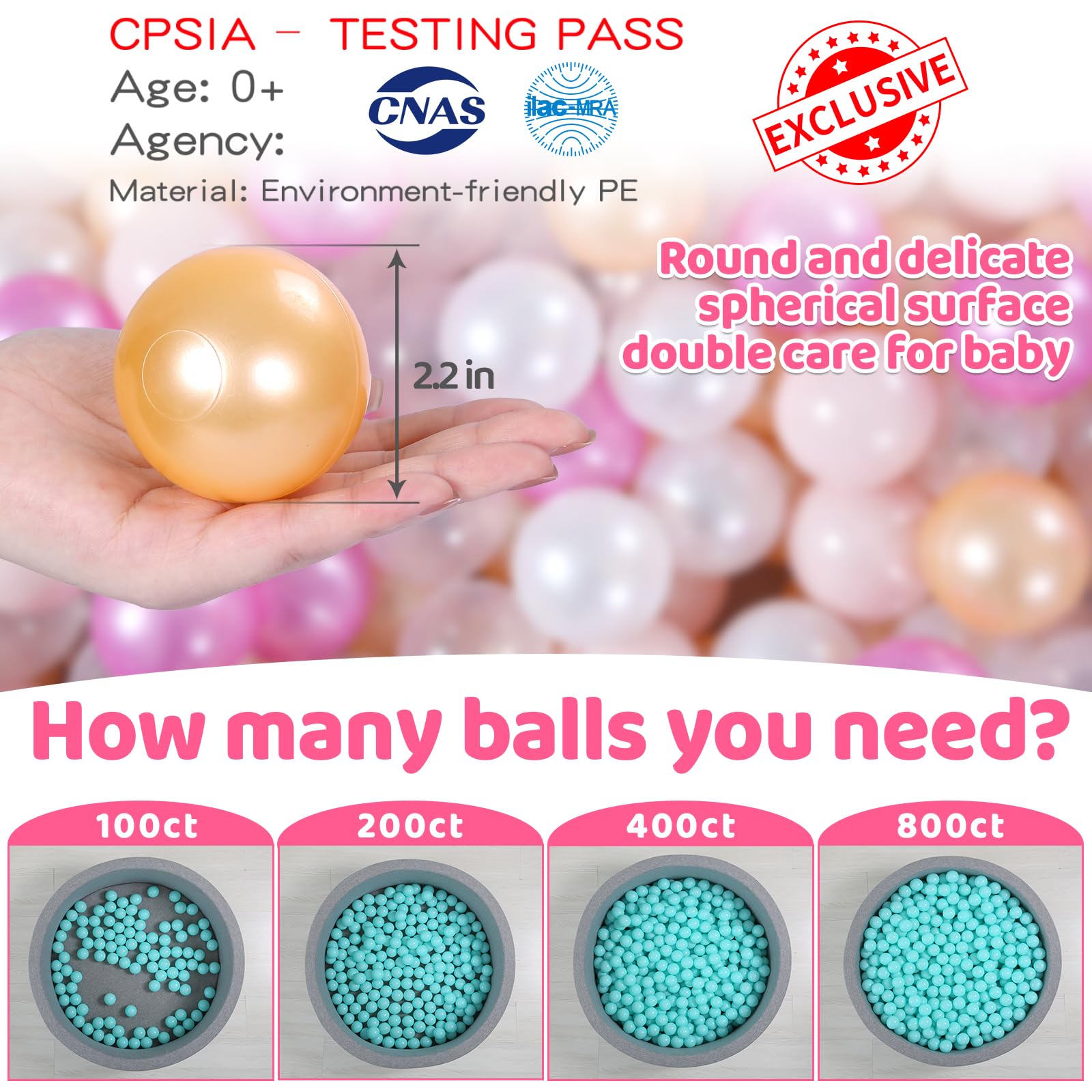 Snapklik.com : STARBOLO Ball Pit Balls - Non-toxix Crush Proof Plastic ...