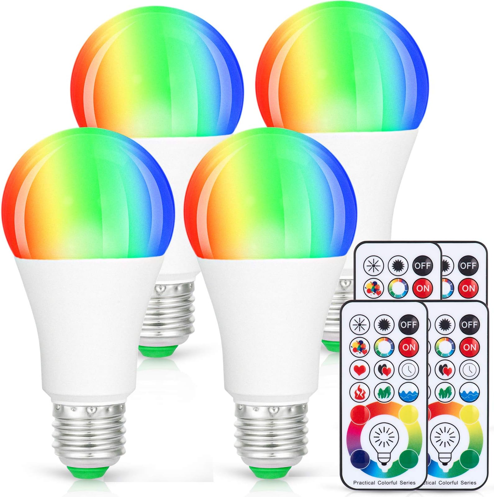 16 Colors RGB LED Light Bulb, Dimmable E26/E27 LED Light Bulb, 5W Color ...