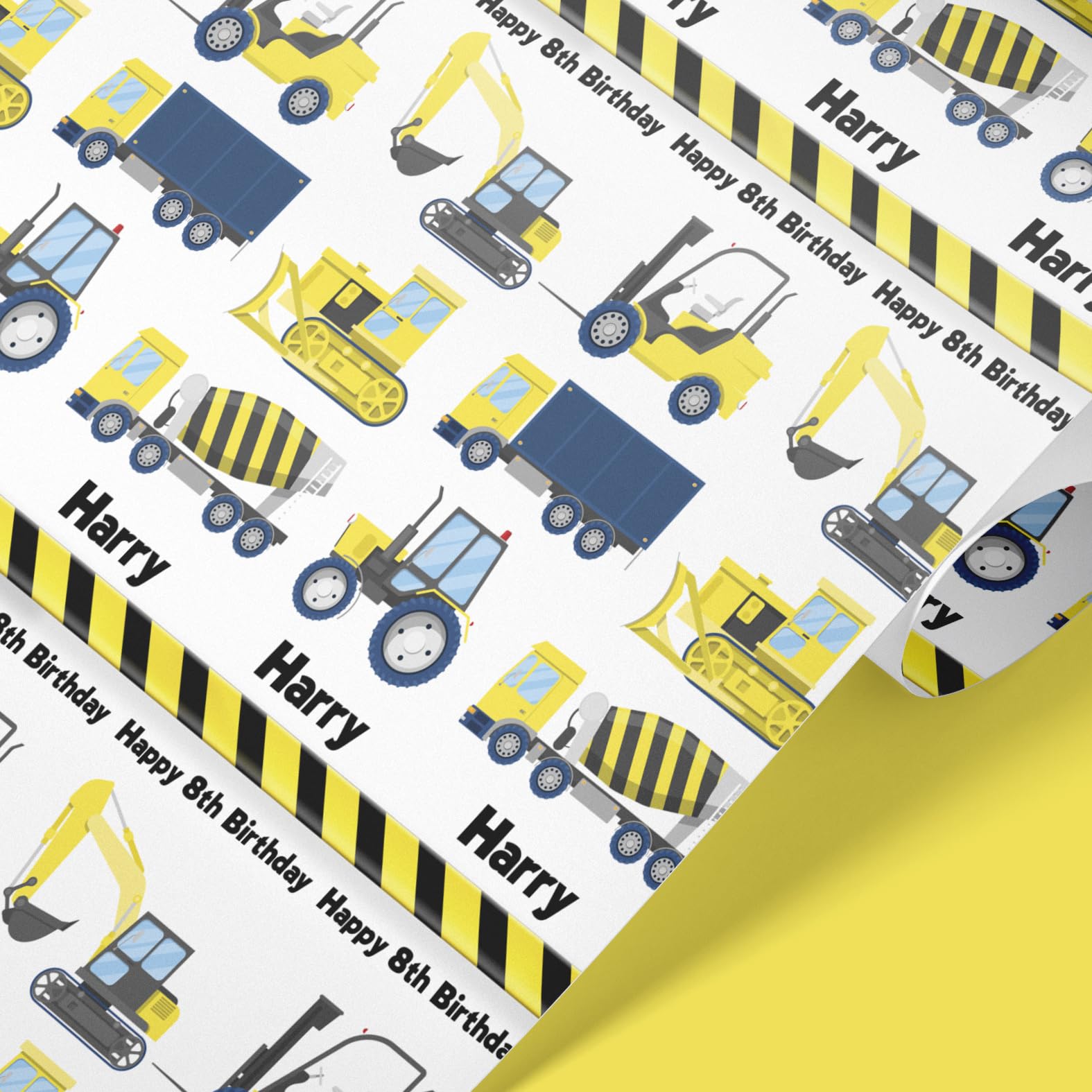 Personalised Construction Truck Digger wrapping paper | Diggers gift ...