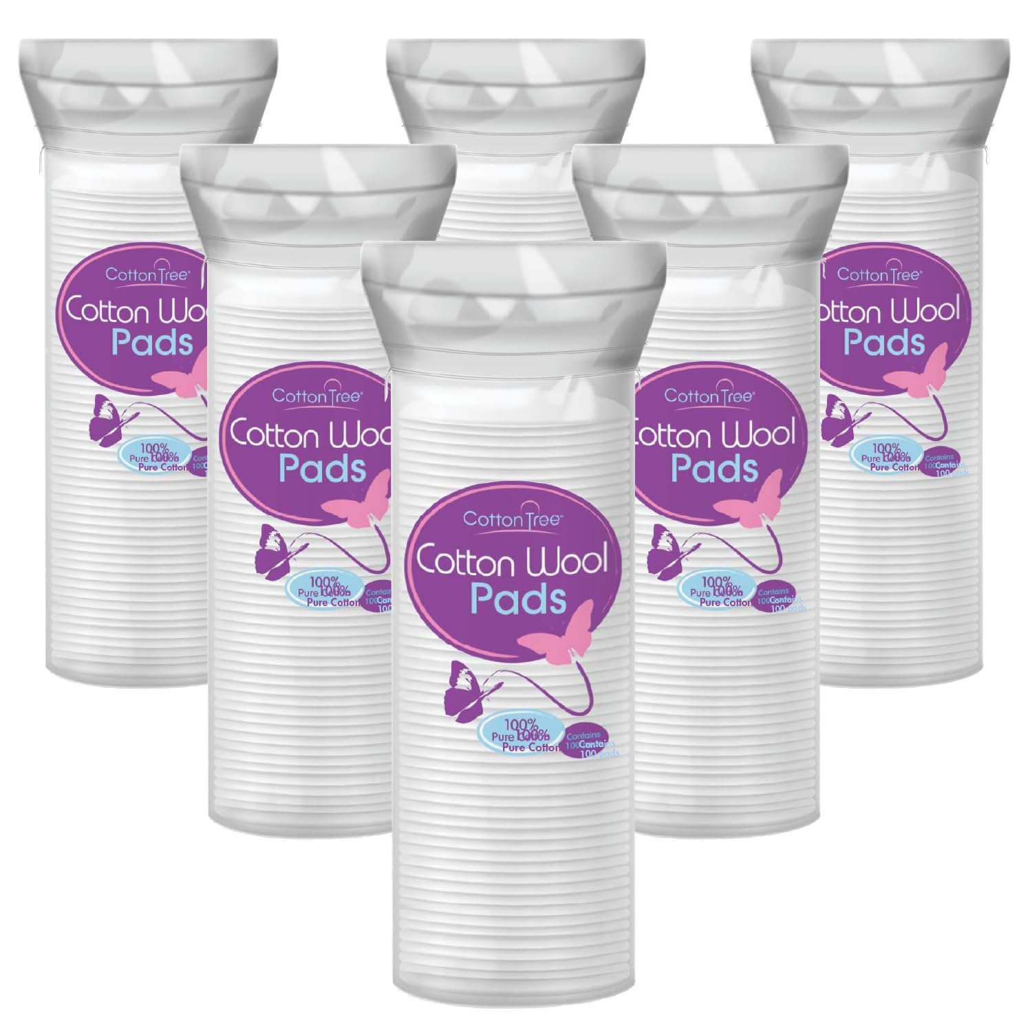 Cotton Tree 100% Pure Cotton, Round Cotton Wool Pads, 80 Count, 6 Pack ...