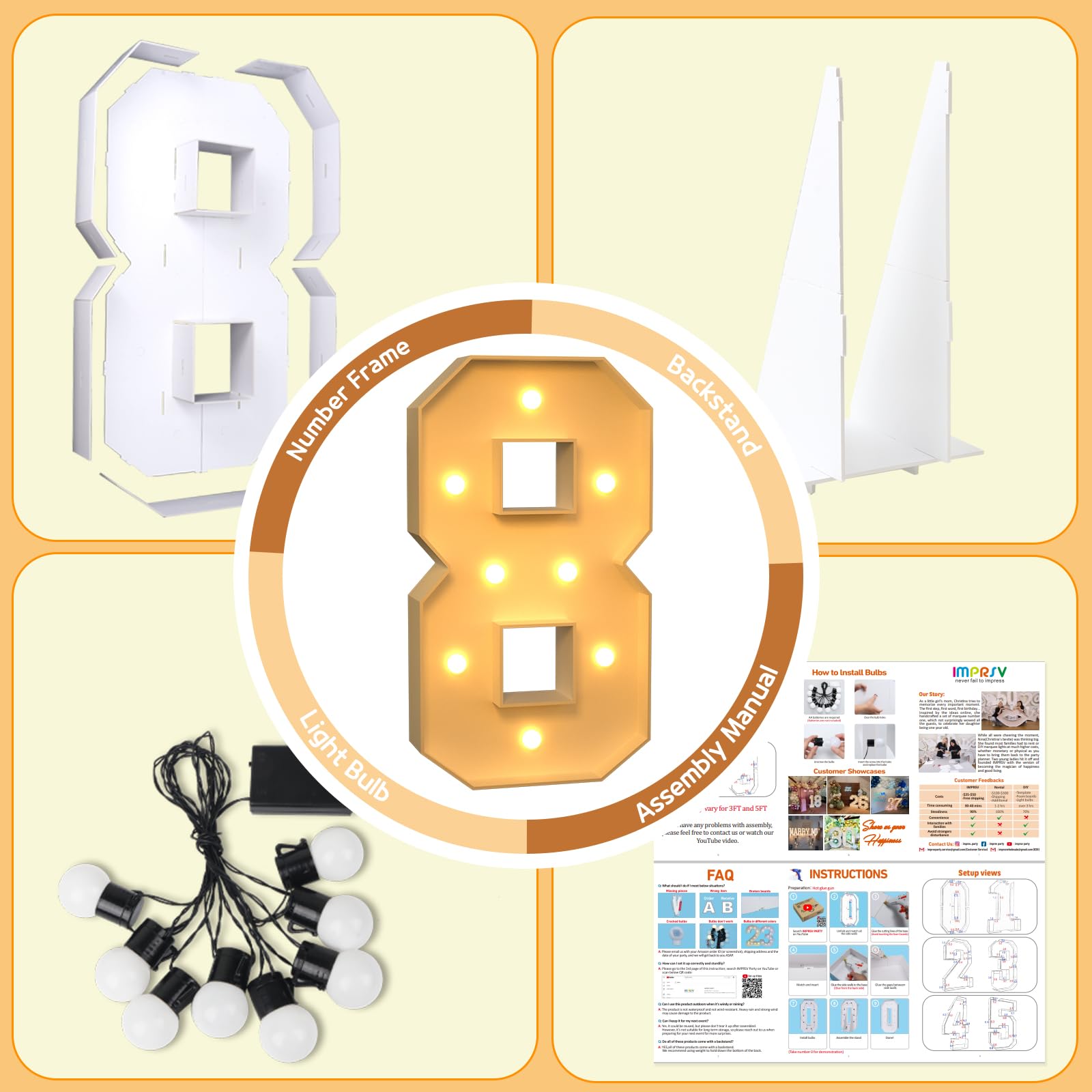 Snapklik.com : Imprsv 3FT Marquee Light Up Numbers, Marquee Numbers For ...