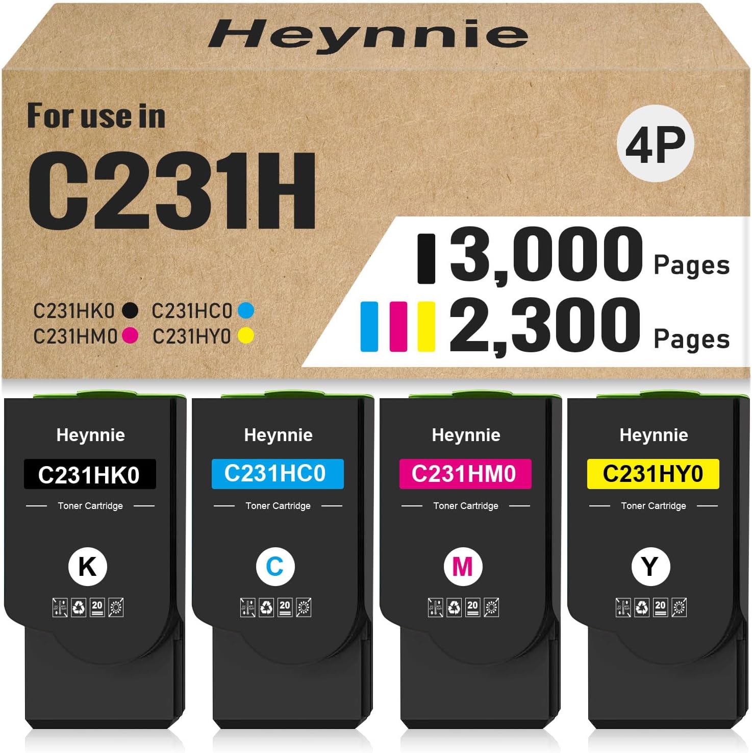 Amazon.com: C2310K0 C2310C0 C2310M0 C2310Y0 Toner Cartridge Set (4Pack ...