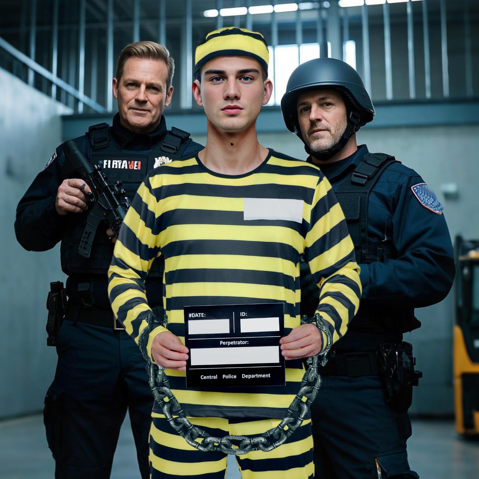 Prisoner Costume Men, Convict Outfit Adult Prison Jail Costume Robber ...