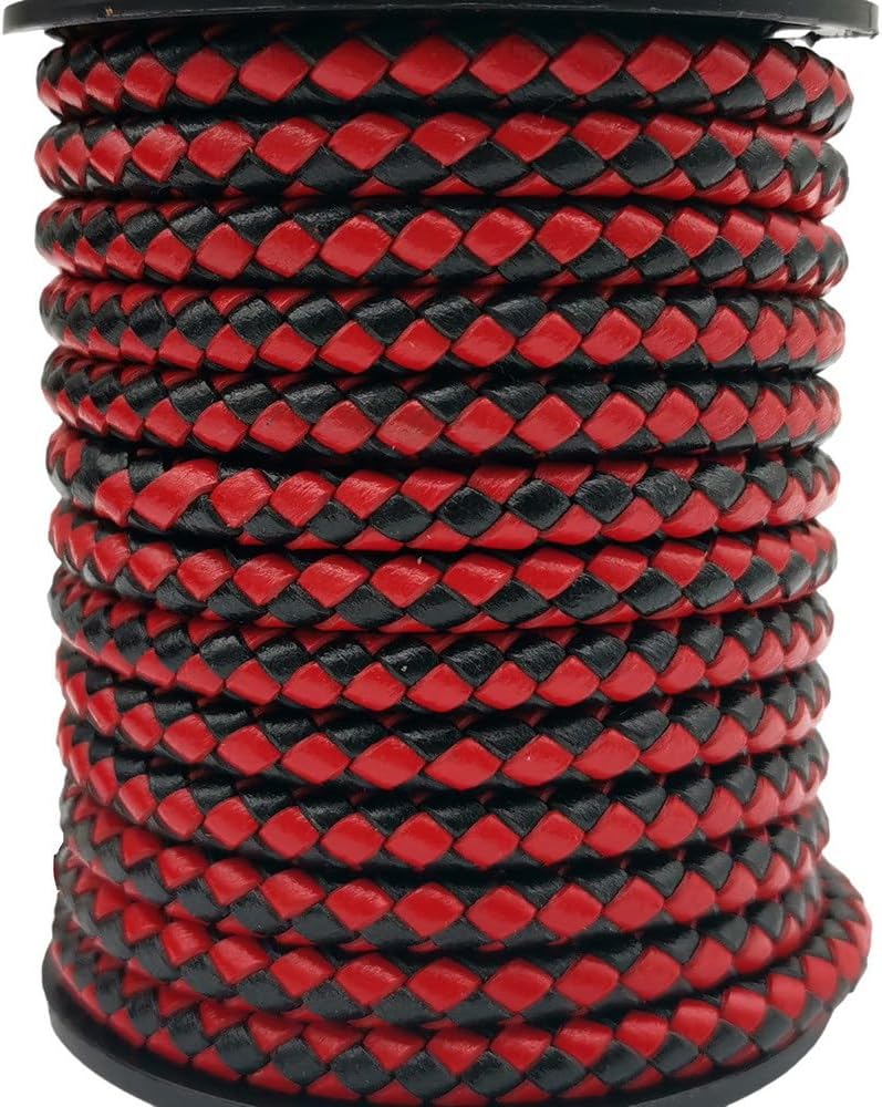 Amazon.com: 3 Yards Braided Leather Strap 5mm Round Regenerated Leather ...