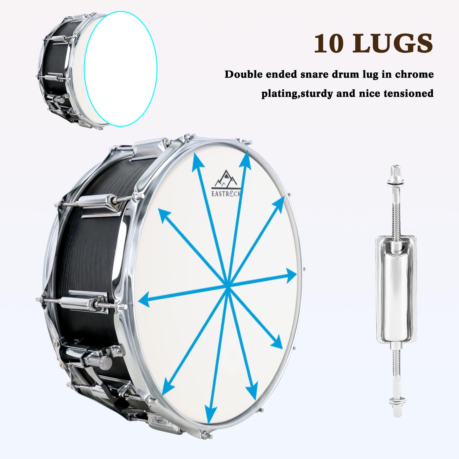 Drum Pad For Beginners EASTROCK 14x5.5 Inch Snare Drum Set With ...