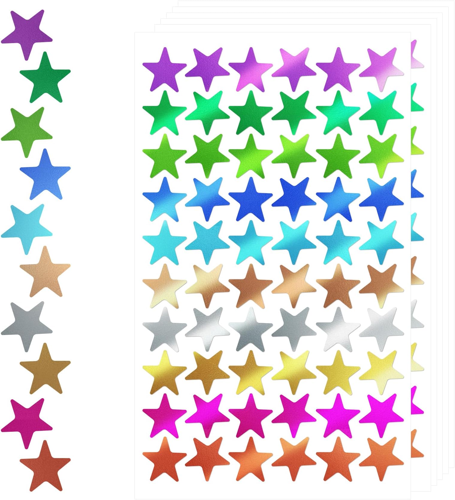 8 Colours, 1000 Pack, Foil Star Metallic Stickers, 15mm : Amazon.co.uk ...