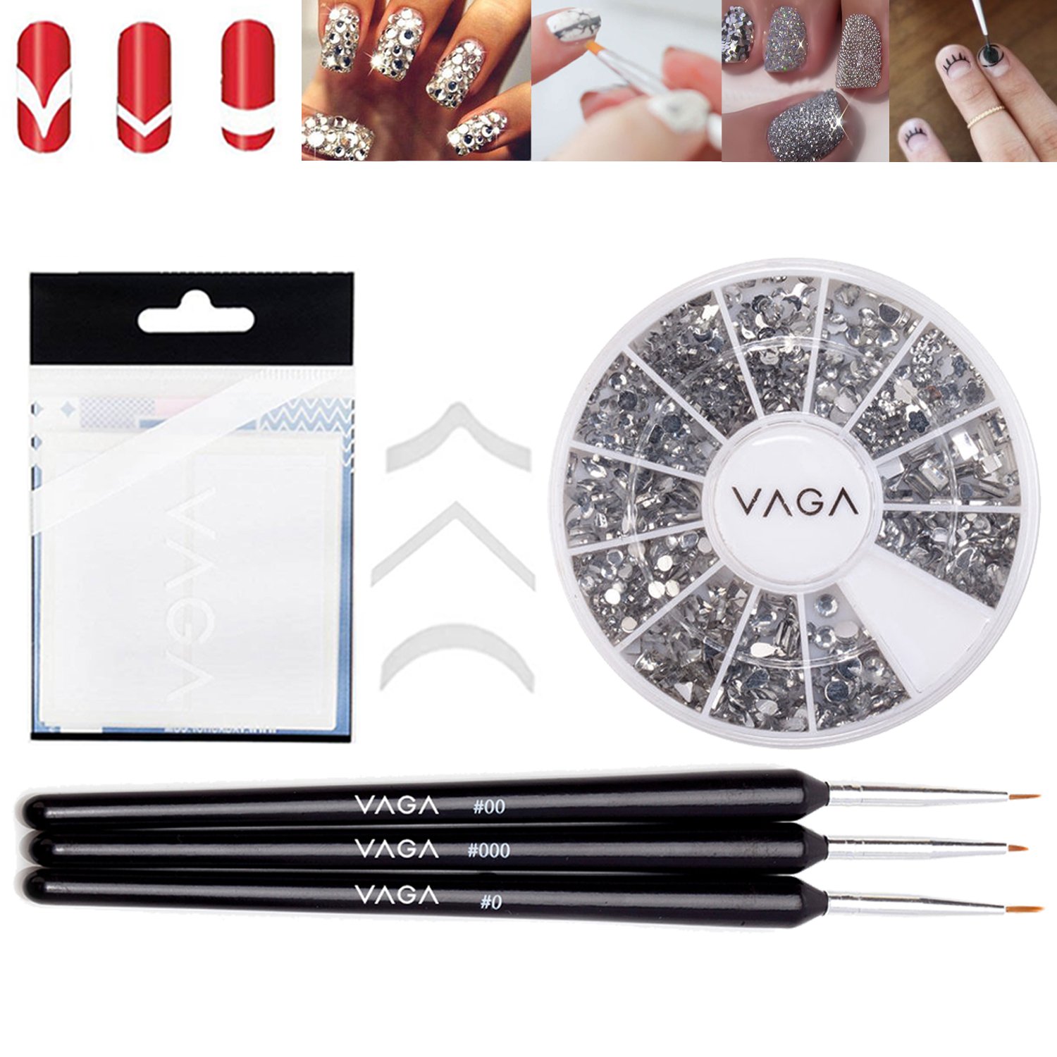 Amazon.com: VAGA Nail Art Set of Assorted Tools and Decorations, Nail ...