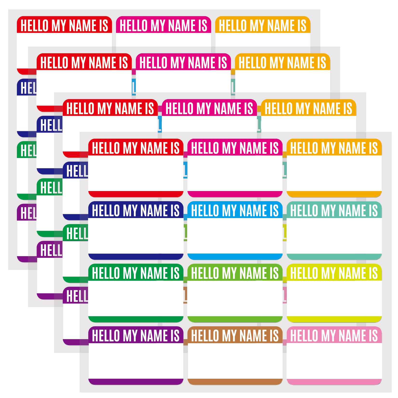 48 Pieces Name Tag Stickers In 12 Colours Hello My | Desertcart INDIA