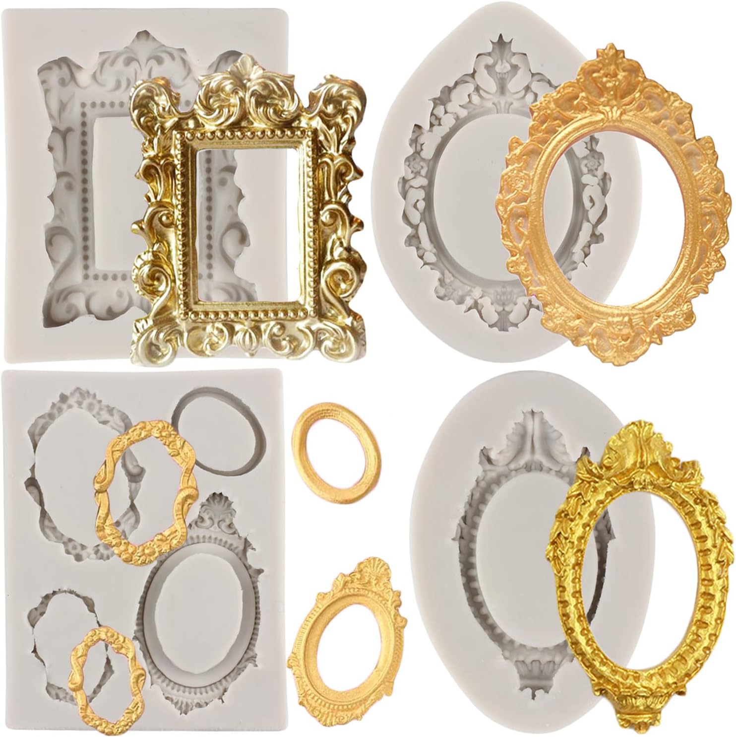 Amazon.com: TEYOULIN Photo Frame Silicone Molds Picture Frames Fondant ...