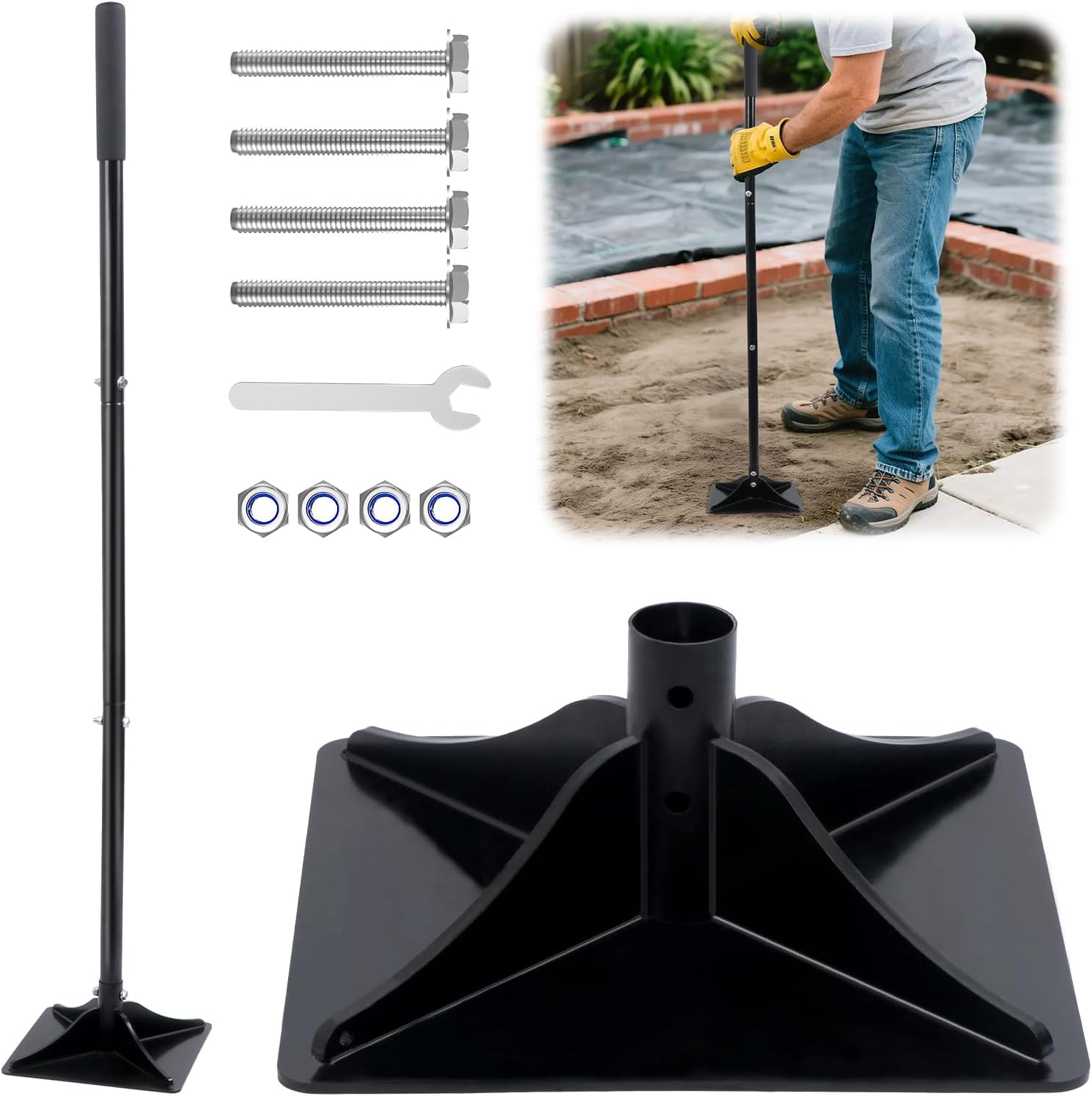 Amazon.com : Ergonomic Steel Soil Tamper 8x8 Inch – Garden Hand Tamper ...