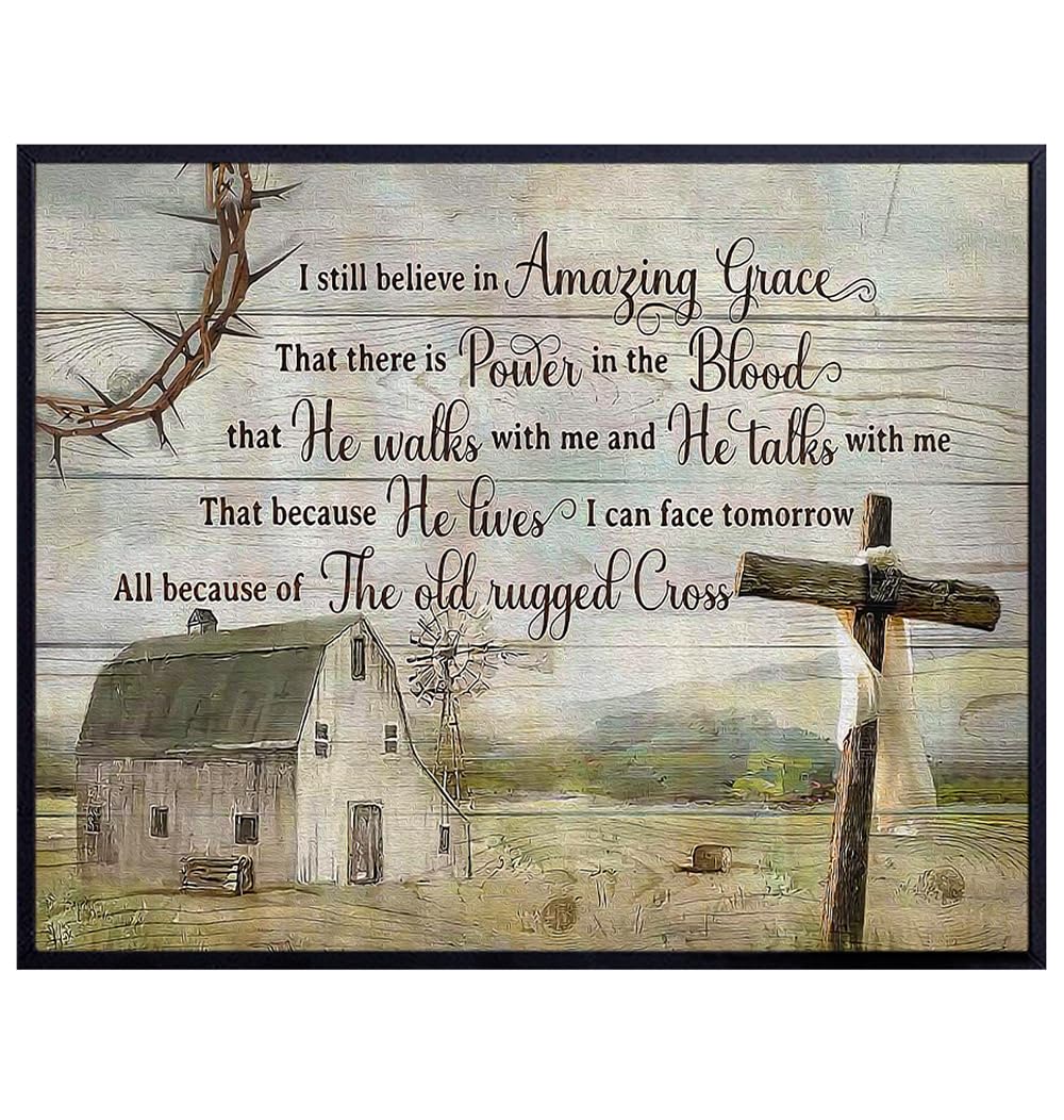 Amazon.com: Bible Verse Farmhouse Decor - Amazing Grace Scripture Wall ...
