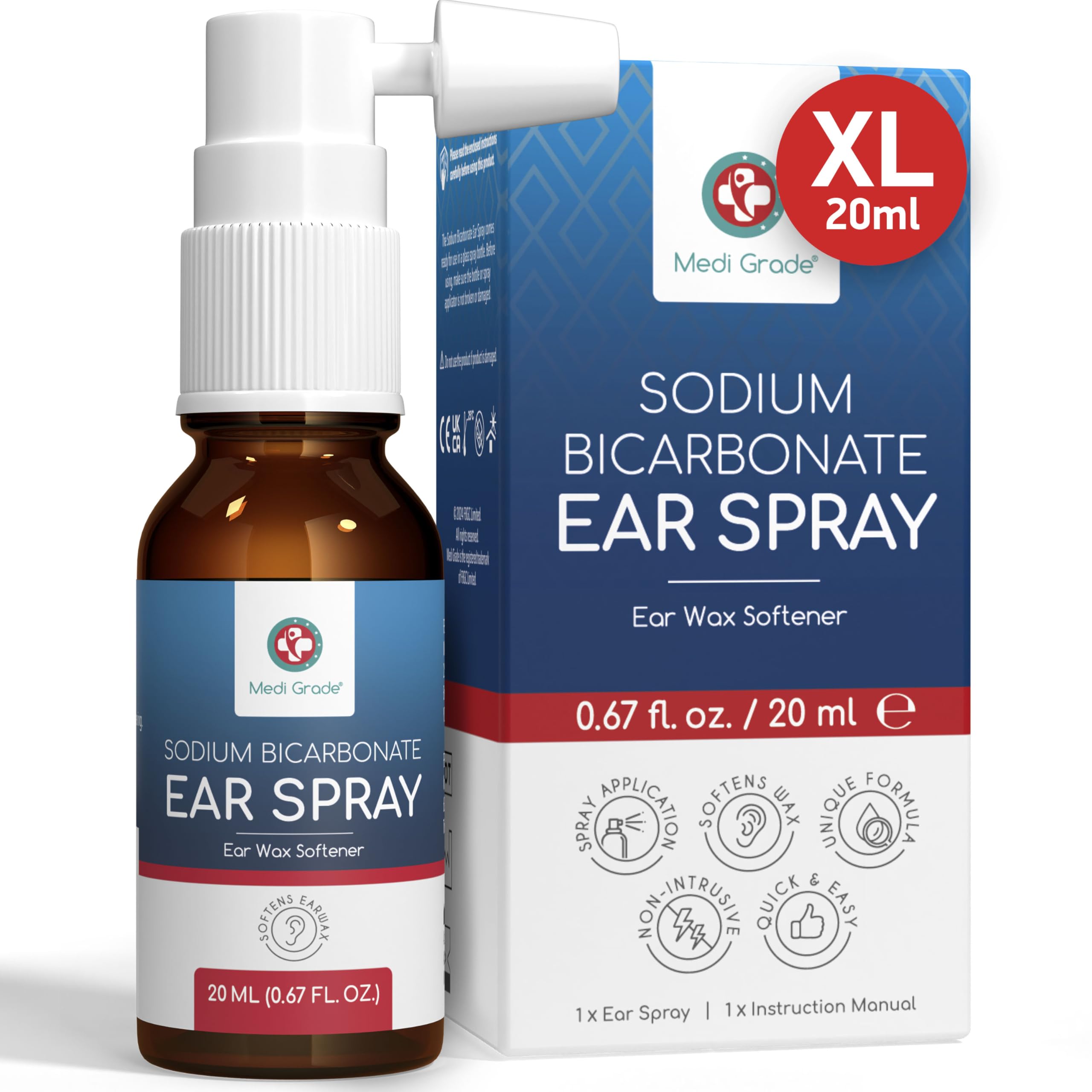 Medi Grade Ear Spray for Ear Wax Removal – Natural Sodium Bicarbonate ...