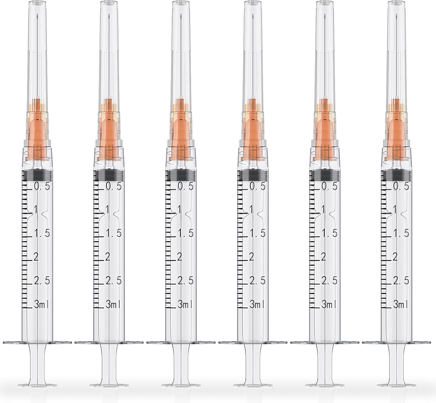 3ml Luer Lock Syringes with 25 Gauge 1 Inch Needles, Luer Lock Disposable Accessories for Lab ...