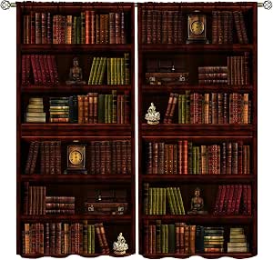 Amazon.com: ZhiRain Library Bookcase Curtains Bookshelf Curtain with ...