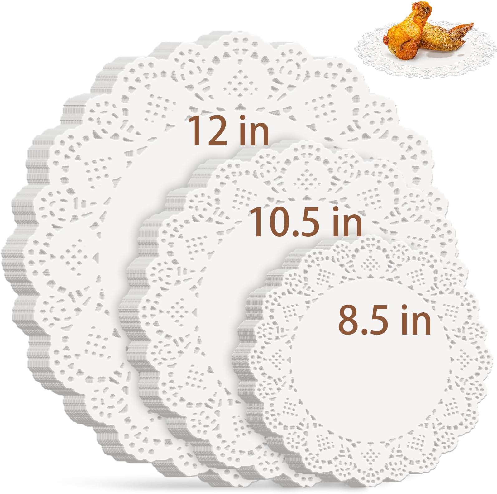 Amazon.com: 90 Pack Paper Doilies Assorted Sizes, 8.5inch 10.5 inch and ...