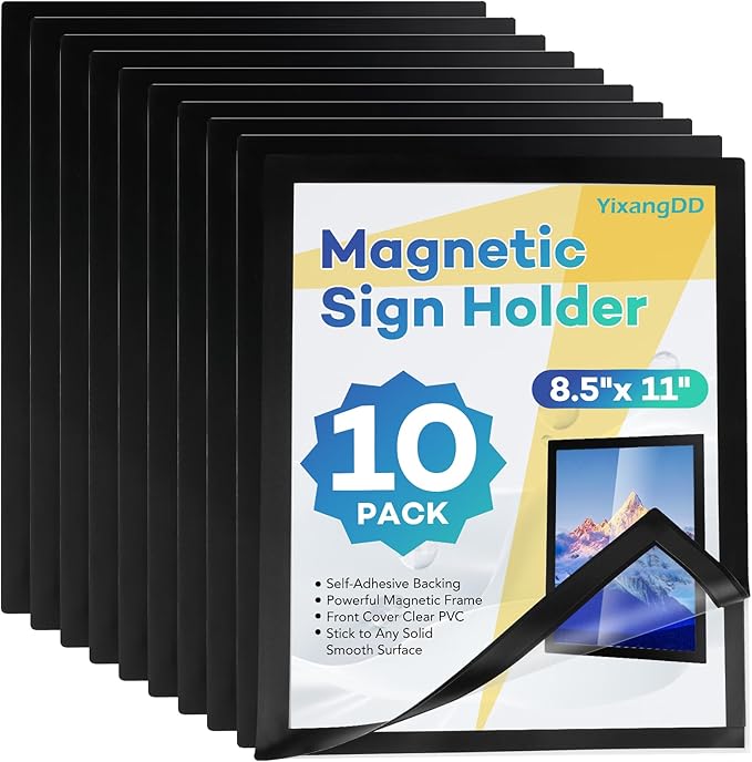 Amazon.com : YixangDD 10 Pack Magnetic Sign Holder 8.5 x 11, Self ...