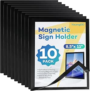 Amazon.com : YixangDD 10 Pack Magnetic Sign Holder 8.5 x 11, Self ...