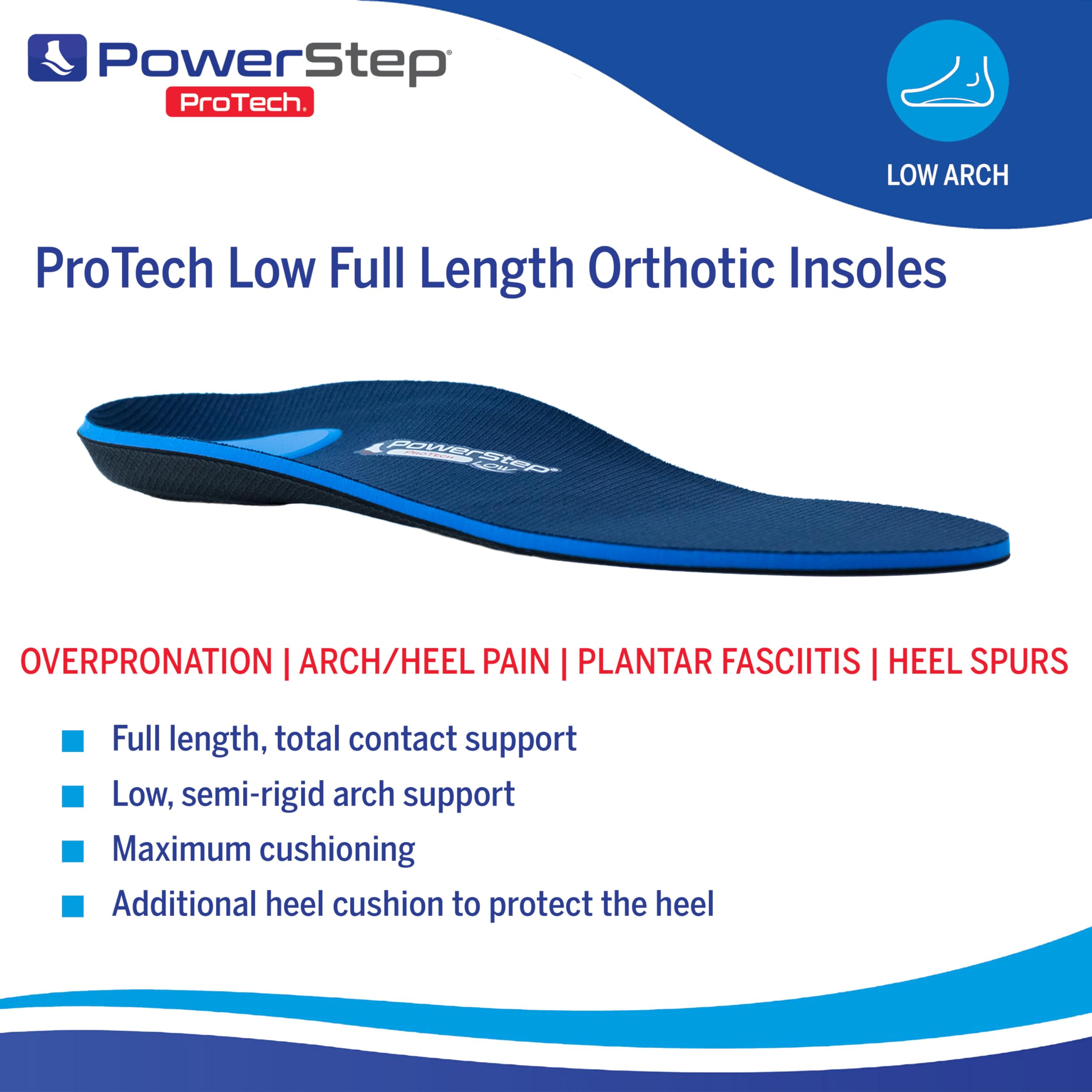 Snapklik.com : PowerStep ProTech Low Arch Orthotic Inserts ...