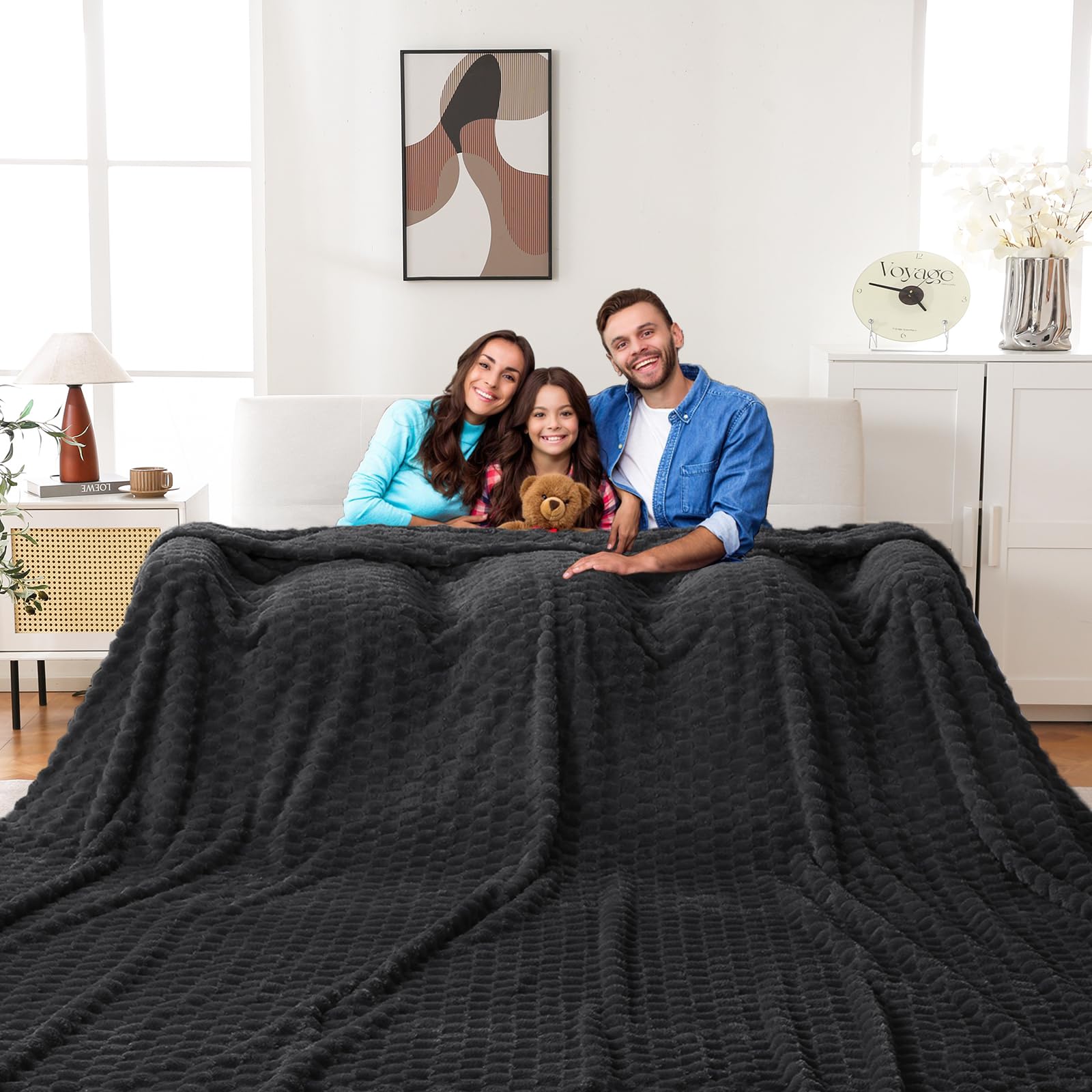 Amazon.com: Bnuitland Oversized King 3D Jacquard Flannel Blanket ...