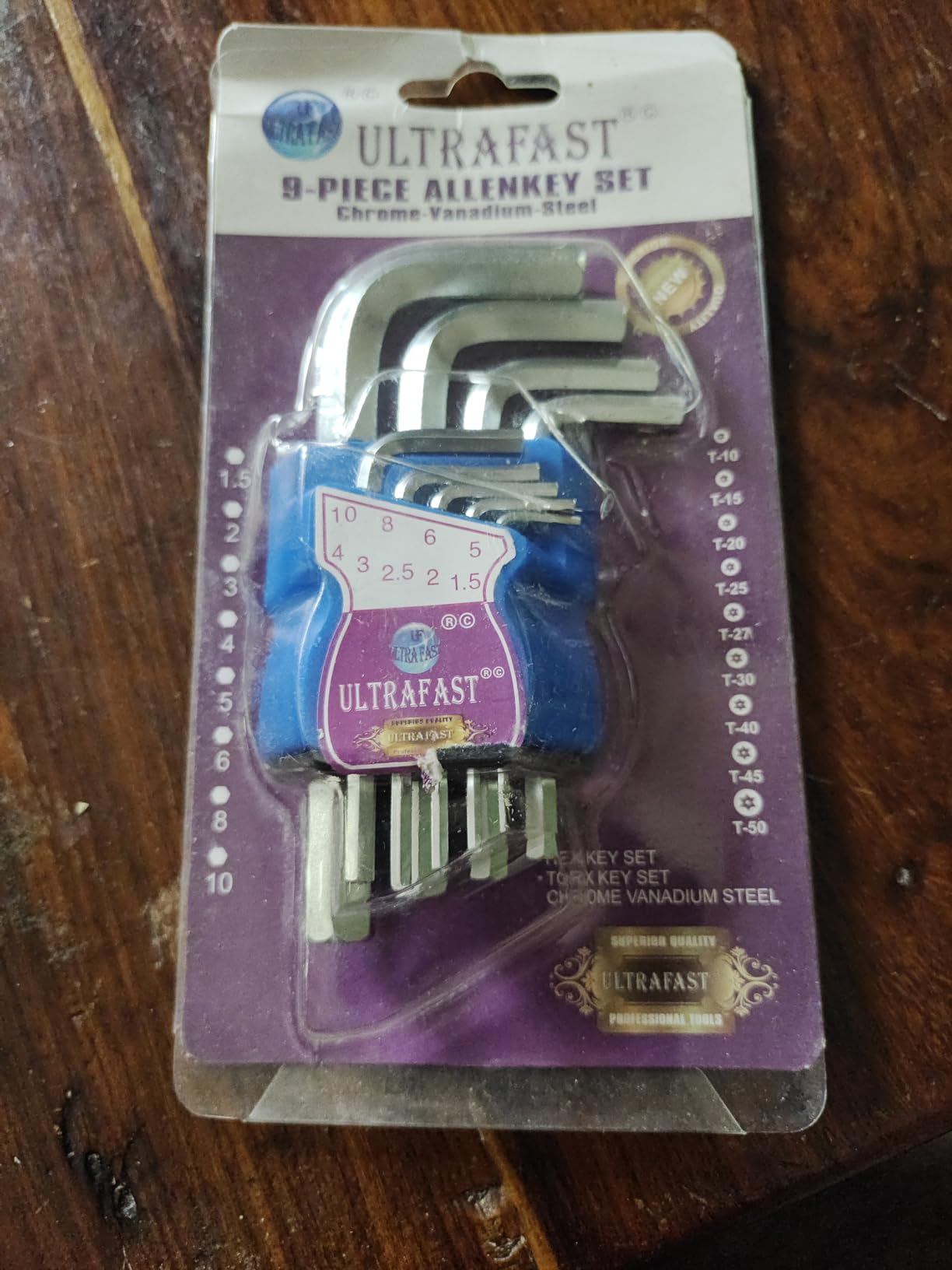 ULTRAFAST 9-Piece Torx Key Set Short Arm Allen Wrench keys Chrome ...