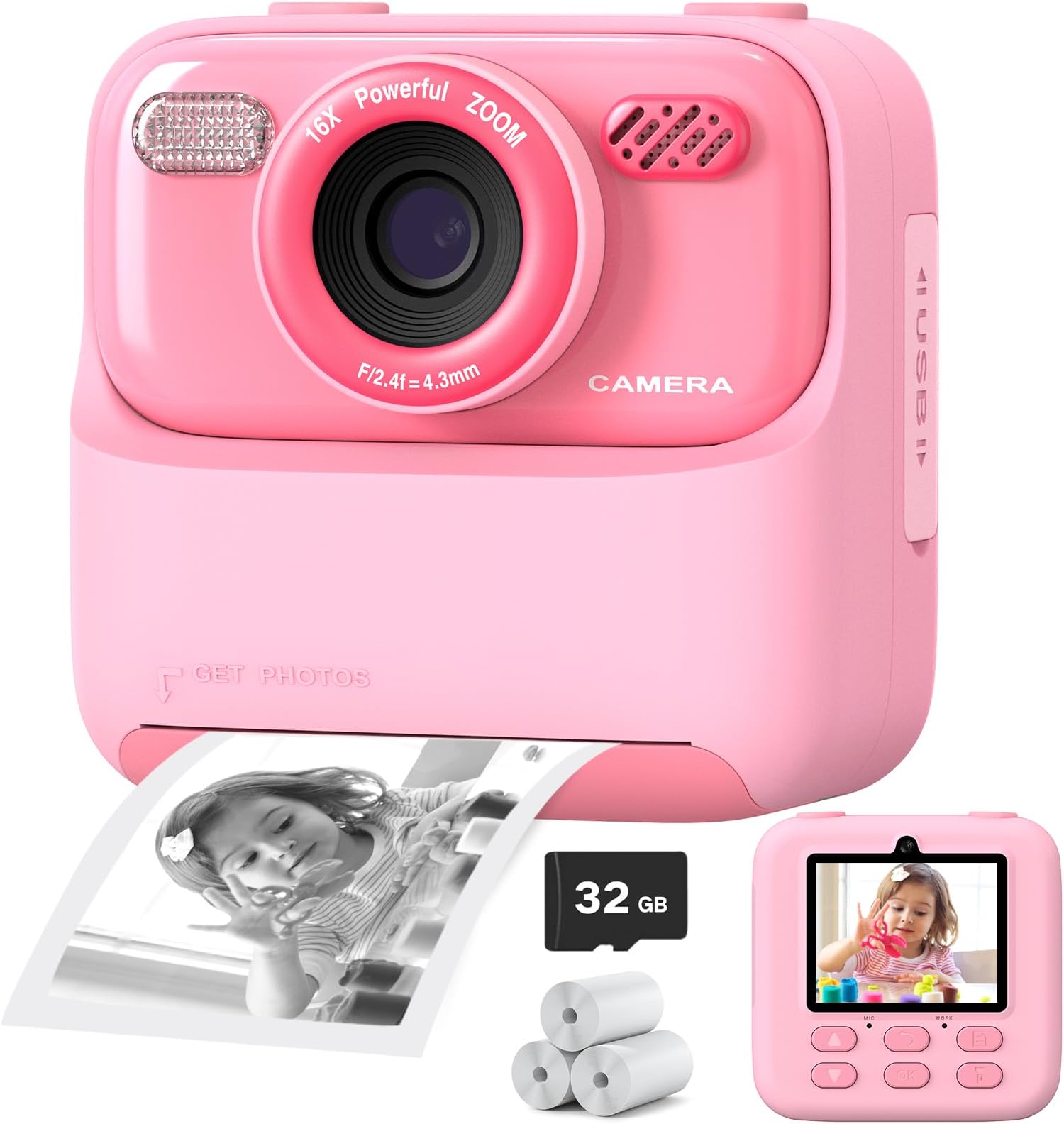 Amazon.com : Kids Camera Instant Print,Kids Digital Camera 1080P HD ...