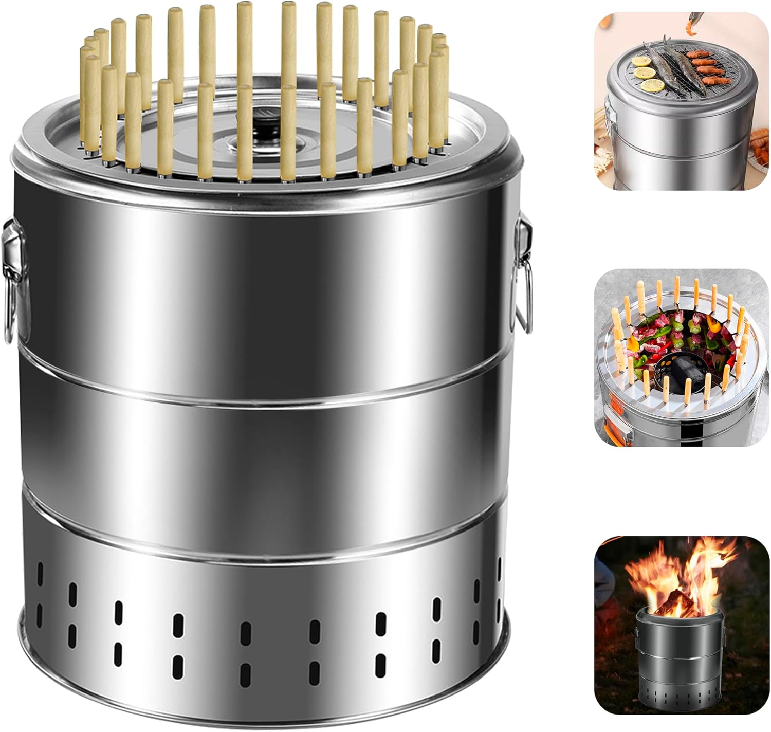 Amazon.com: GXONE Small Portable Smokeless BBQ Charcoal Grill, Stainless Steel Mini kebab ...
