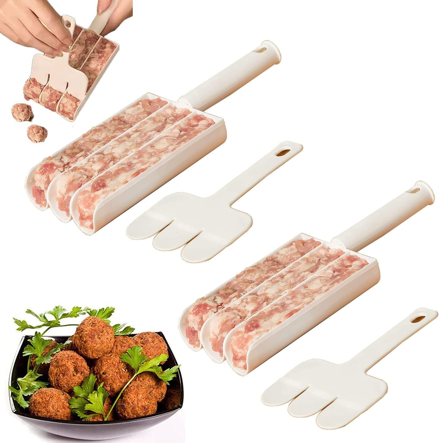 Amazon.com: 2 Set Creative Kitchen Triple Meatball Maker 3 Meatballs at ...