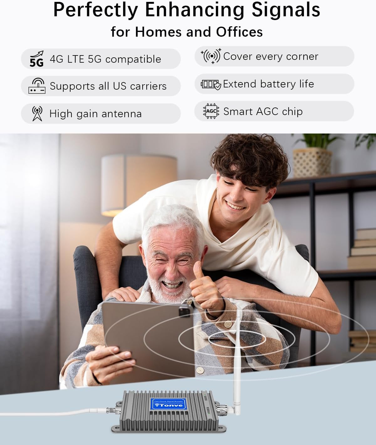 Cell Phone Signal Booster for Verizon and AT&T | Coverage up to 3,500 ...