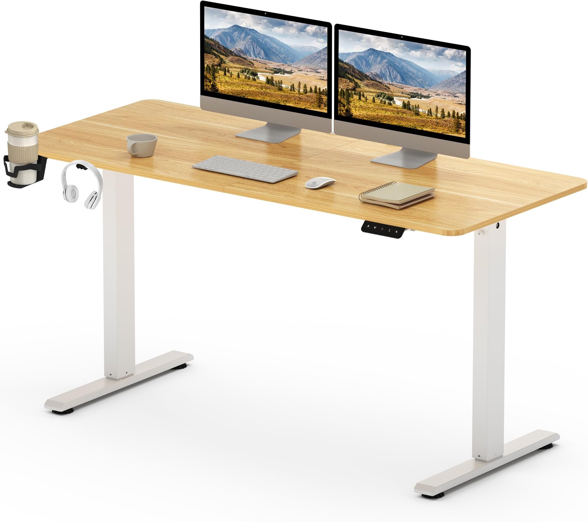 SANODESK 140 * 60 Electric Standing Desk Height Adjustable Standing Desk Sit Stand Desk with ...