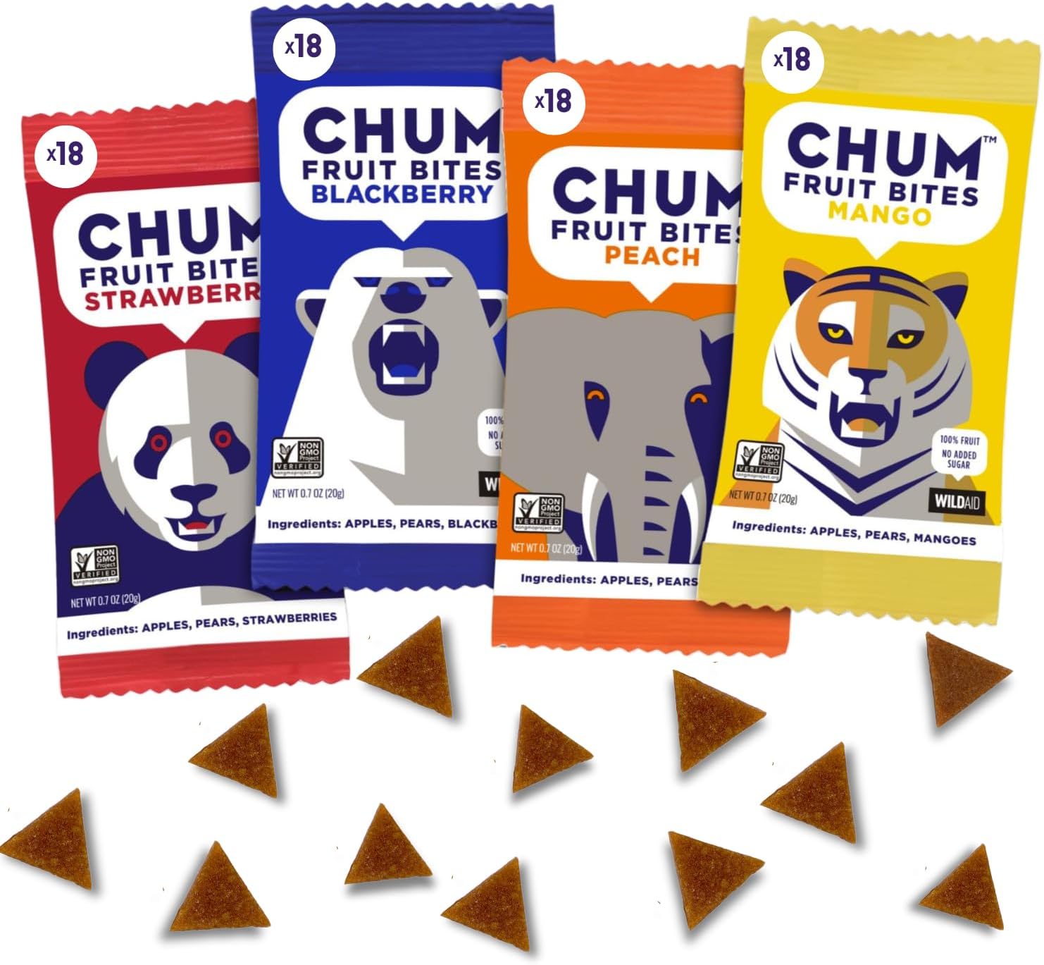 Amazon.com: Chum Fruit Bites 100% Real Fruit Snacks–Variety, 72-Pack ...