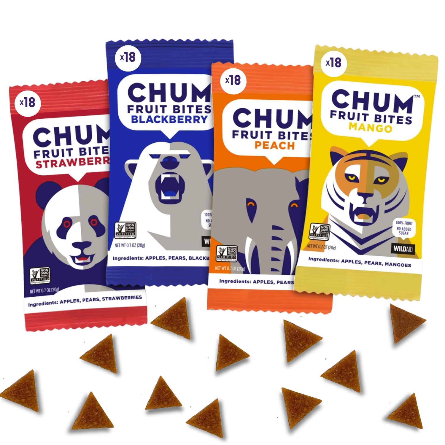 Amazon.com: Chum Fruit Bites 100% Real Fruit Snacks–Variety, 72-Pack ...