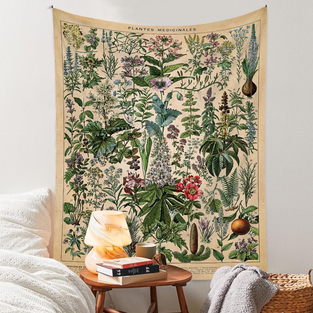 Amazon.com: Vintage Flowers Tapestry 48”x36”, Long Vertical Wall ...
