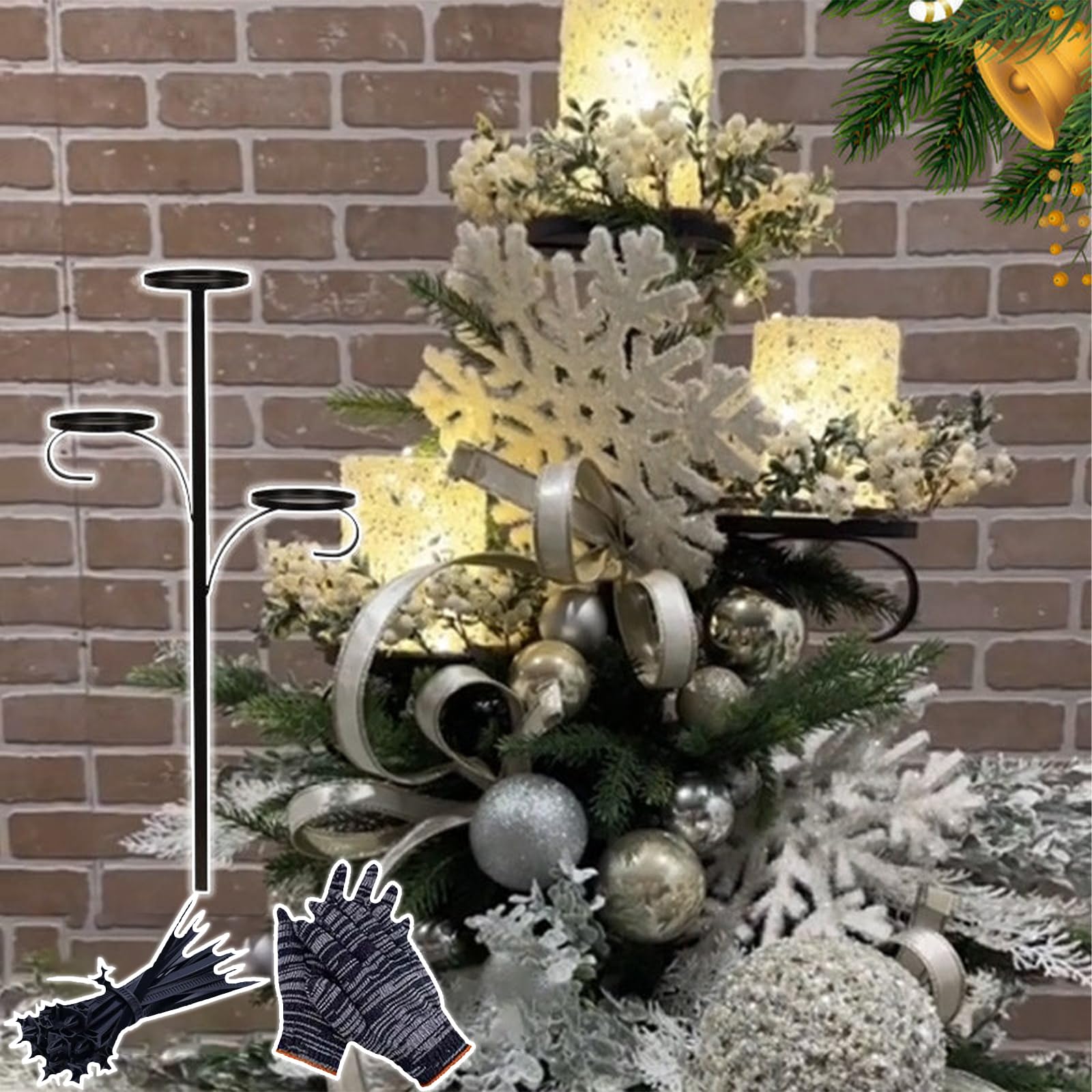 Amazon.com: Triple Tree Topper, Black Triple Tree Topper, Candle Holder ...