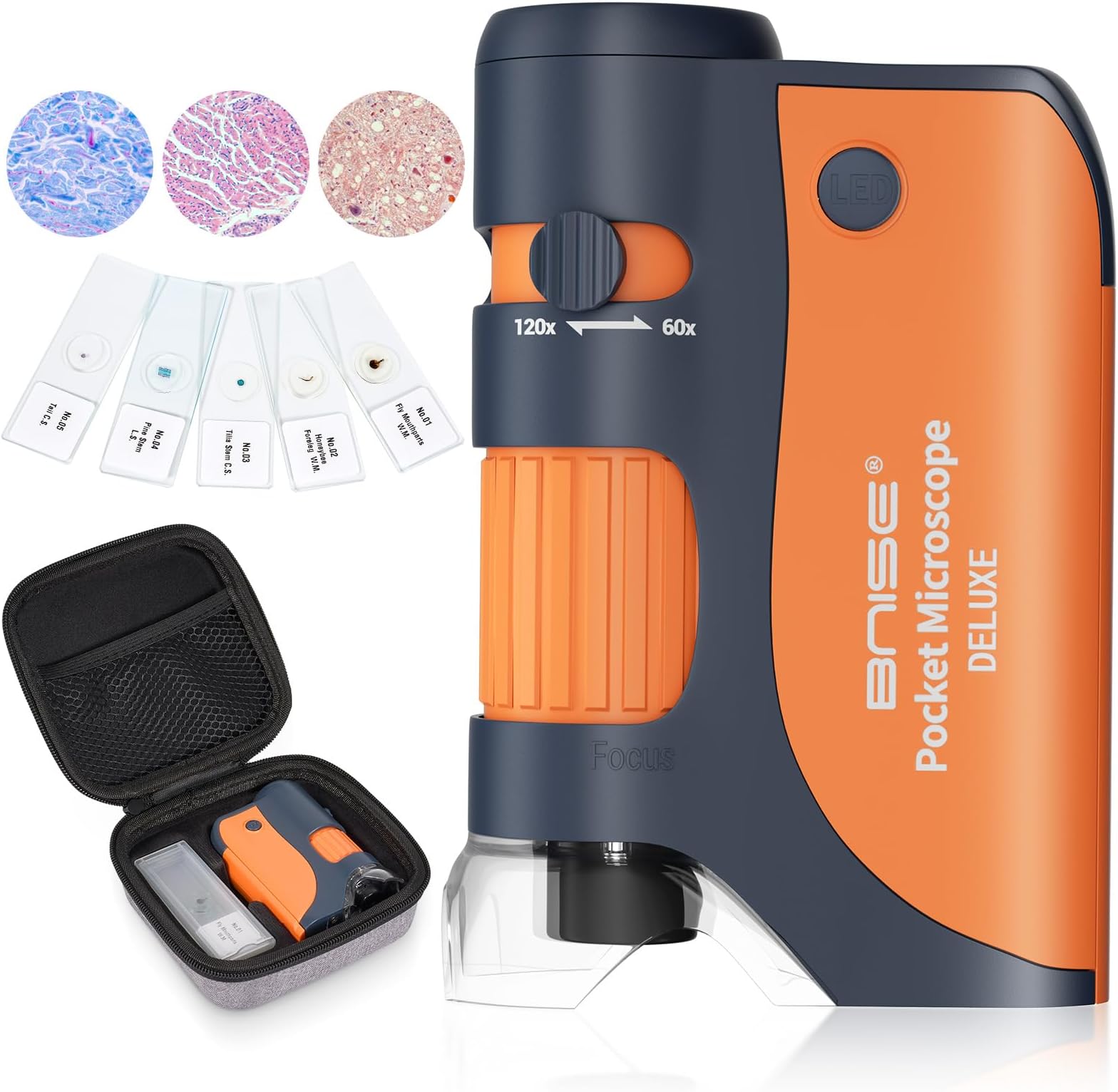 BNISE Pocket Microscope, Portable Mini Microscope Kids 60X-120X ...