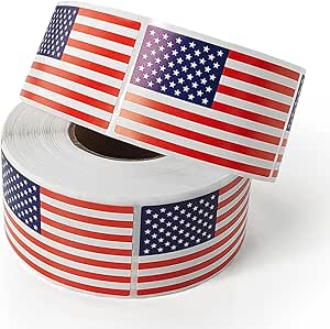 Amazon.com : GYGYL 1.25" X 2.125" American Flag Stickers, USA Flags Stickers - 500 Per Roll ...