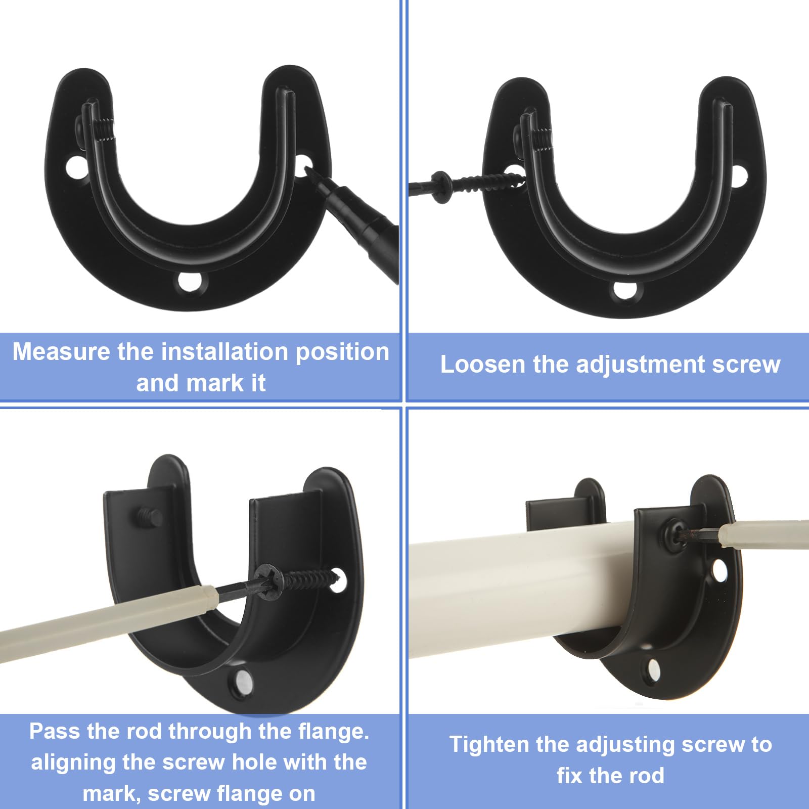 Snapklik.com : 12PCS Stainless Steel Closet Rod Brackets, 1-1/2 Inch ...