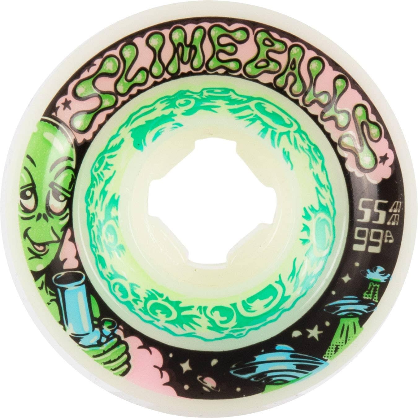 Amazon.com : Slime Balls Skateboard Wheels 55mm Saucers 99A White ...