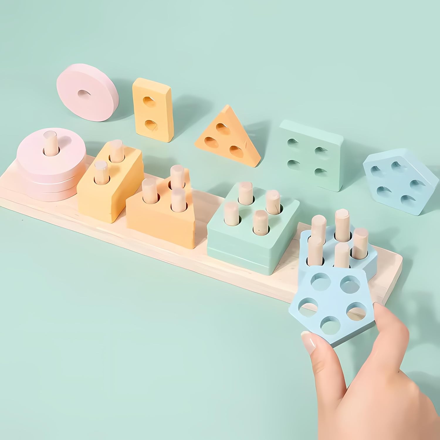 Dishvy® Educational Shape Sorting Puzzle Toy with Colorful Wooden ...