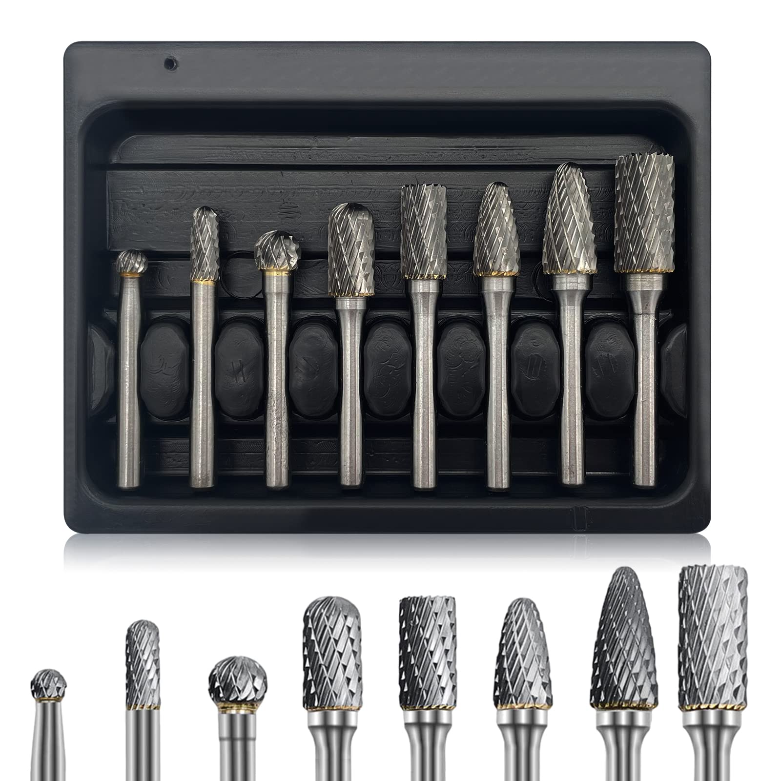 Snapklik.com : Carbide Burr Set, 1/4" Shank Die Grinder Bits, Tungsten ...