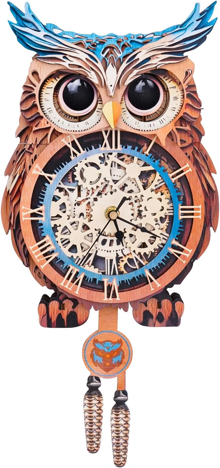 Amazon.com: WOODBESTS 3D Puzzle for Adults-Wooden Retro Owl Clock for ...