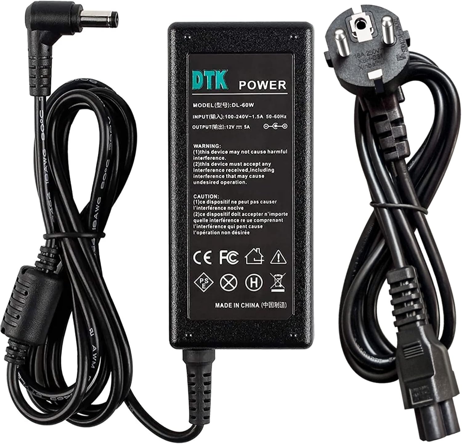 DTK Mains Charger Adapter for LCD TFT Monitors, Tvs, DVDTVs, Freebox V5 ...