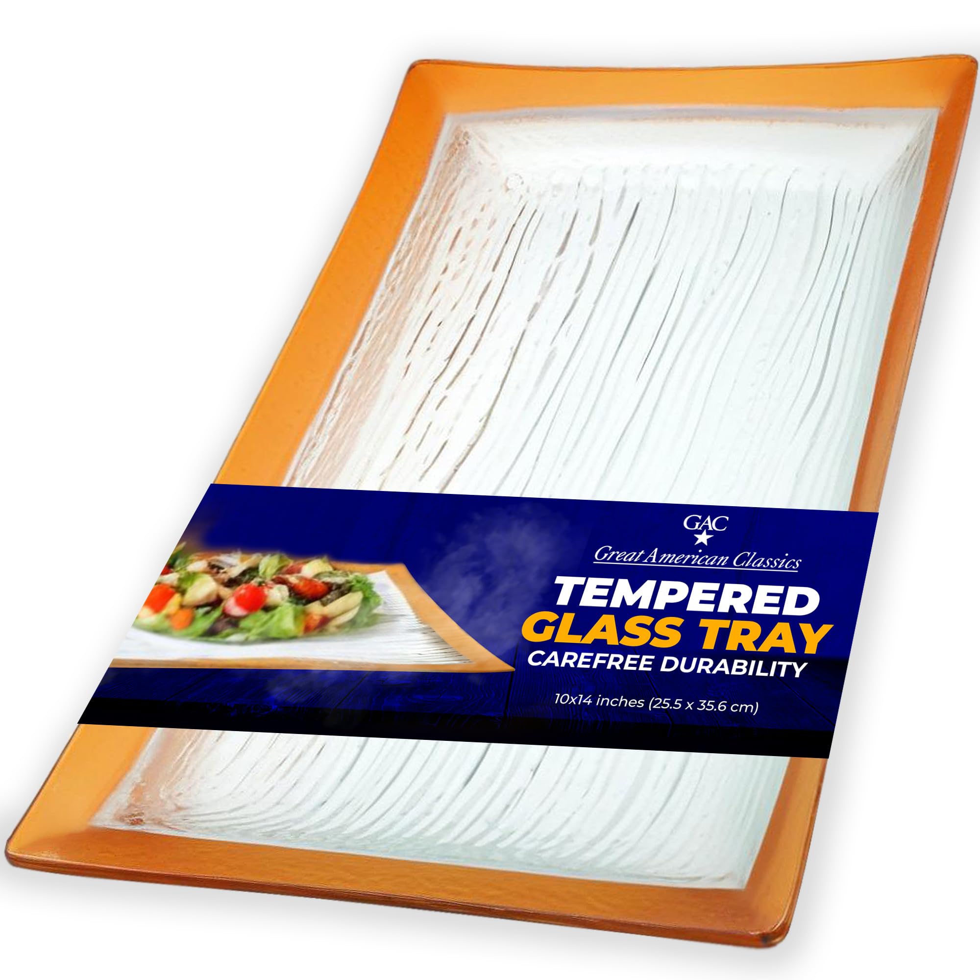 Amazon.com | GAC Rectangular Modern Glass Serving Platters with Gold ...