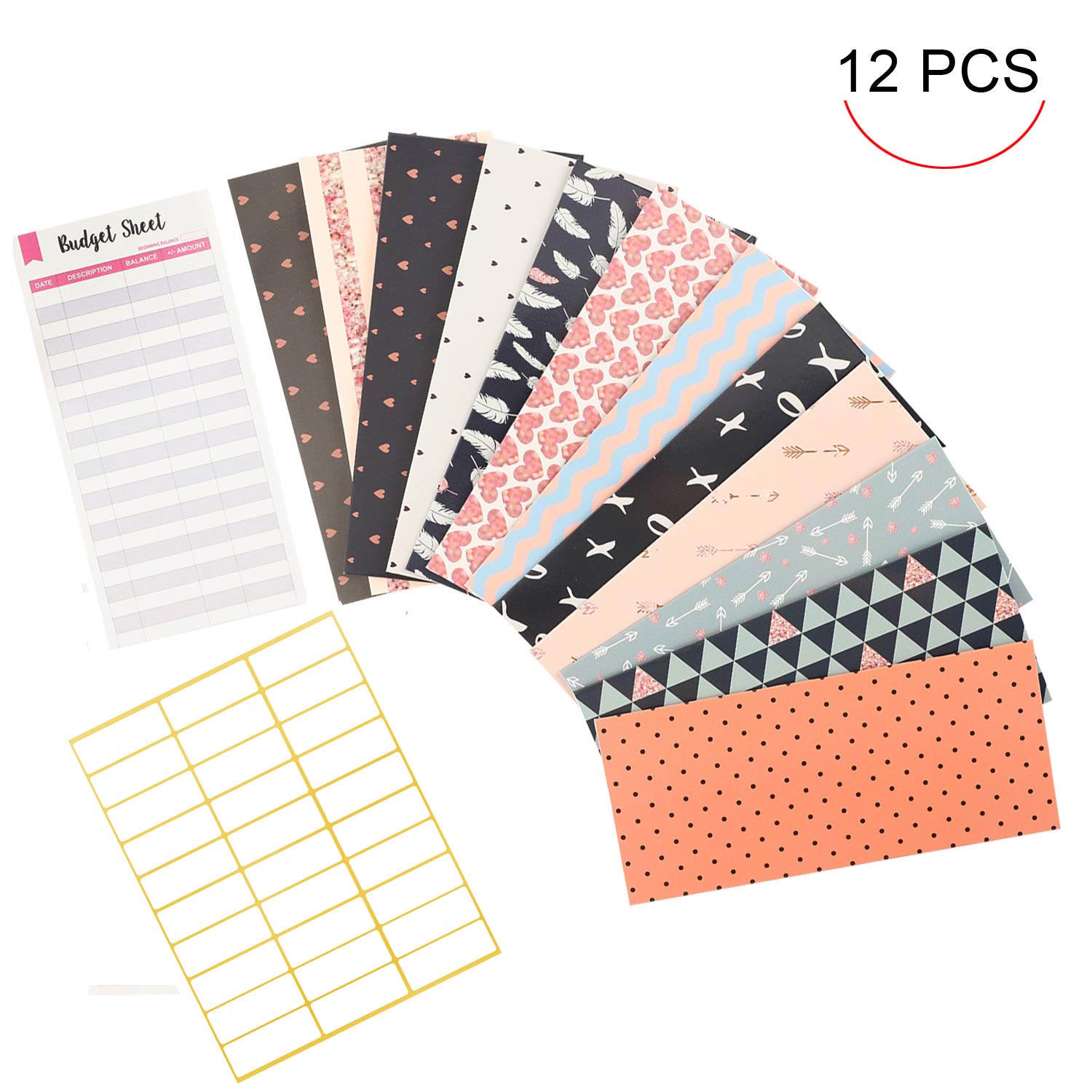 Buy 12 Pcs Budget Envelopes, DesignerBox Reusable Money Envelopes with ...
