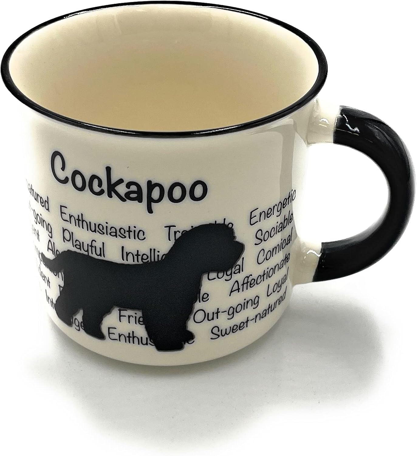 Cockapoo Mug - Dog Silhouette in Black on White Mug, Characteristics on ...