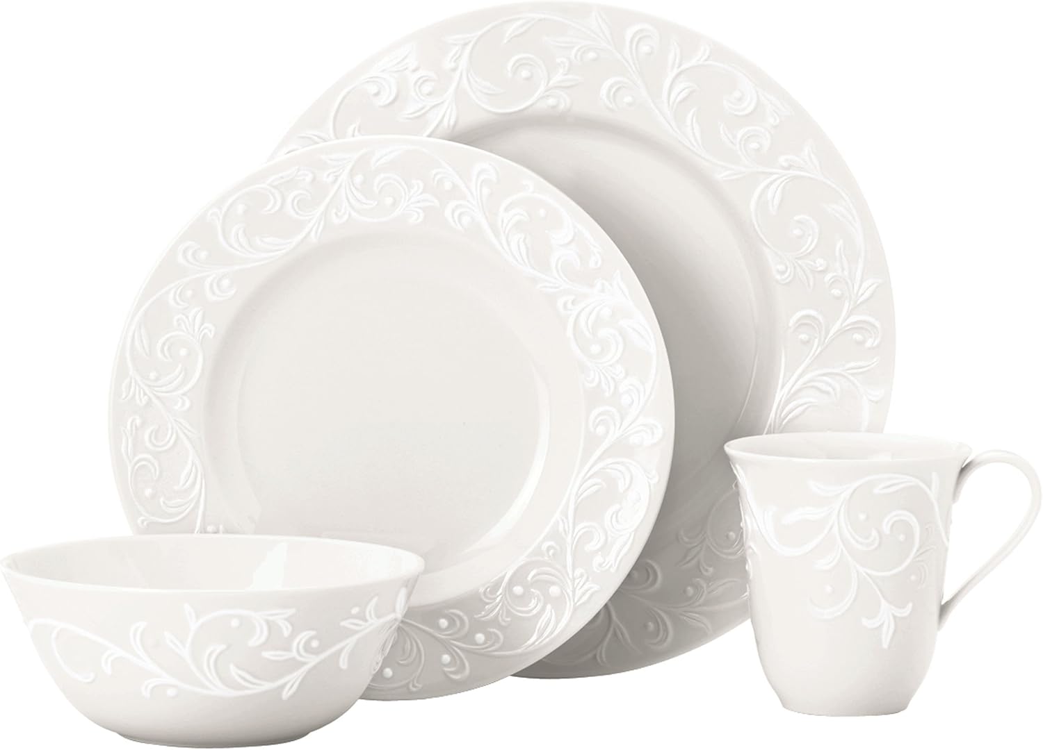 Amazon.com | Lenox Opal Innocence Carved 20-Piece Dinnerware Set ...