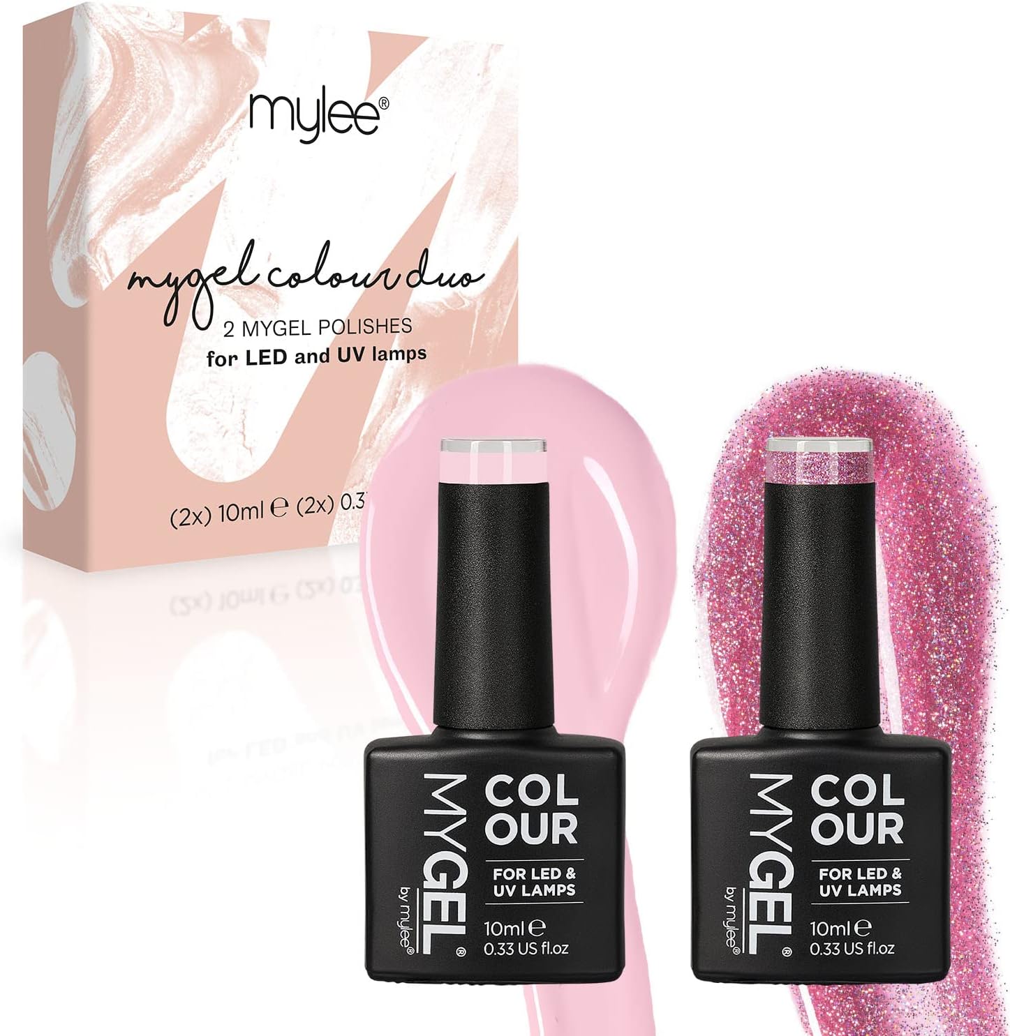 Mylee Gel Nail Polish Duo Colour Set 2x10ml [Pretty In Pink] UV/LED ...